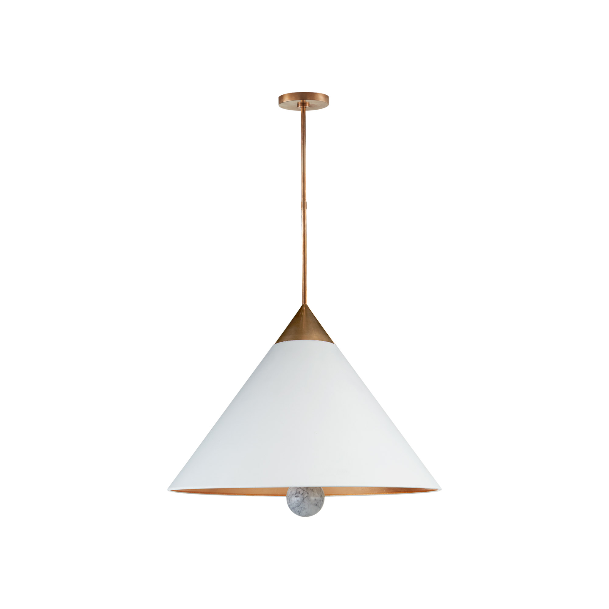 Cleo Large Pendant (White and Brass) - Bloomingdales Lighting
