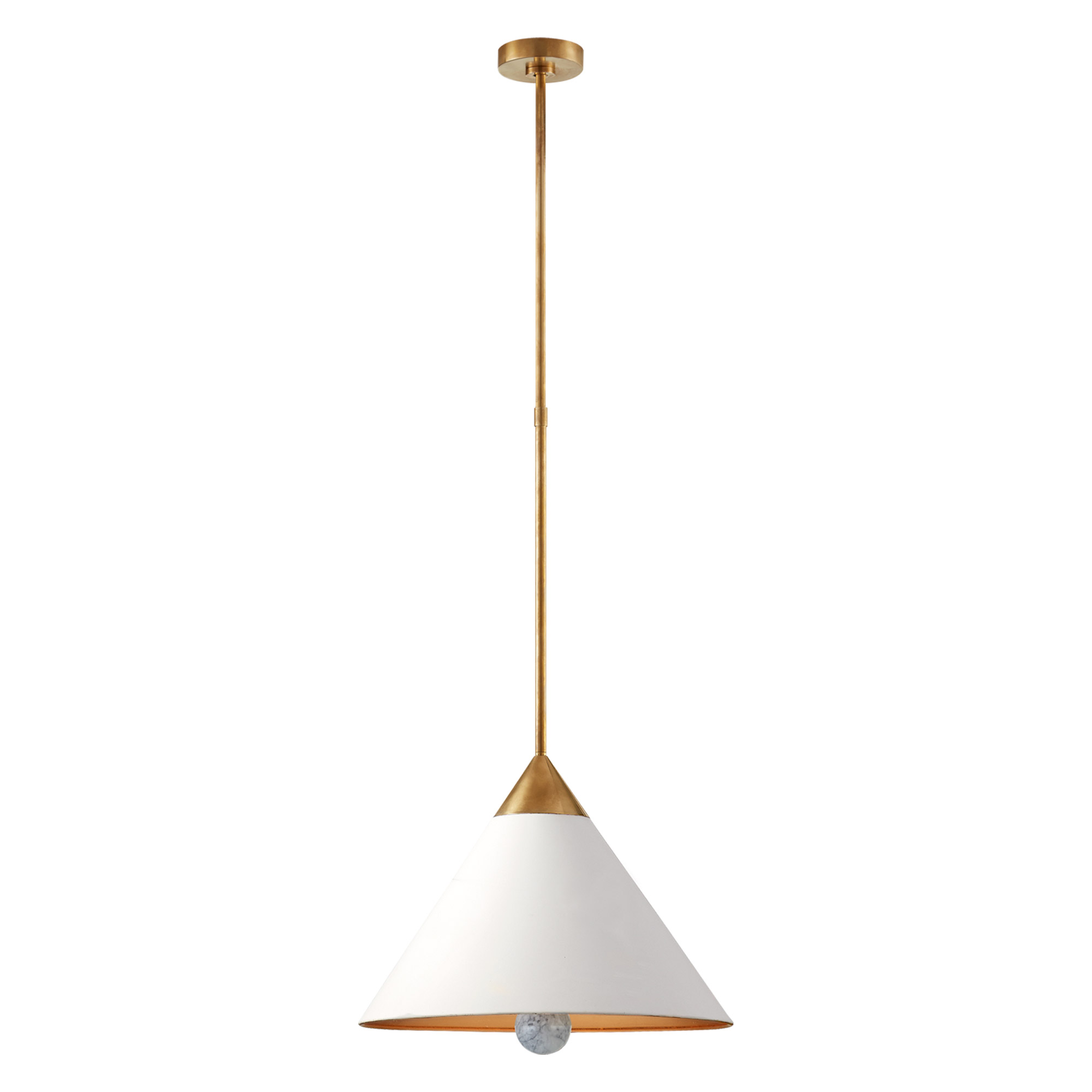 Cleo Medium Pendant (White and Brass) - Bloomingdales Lighting