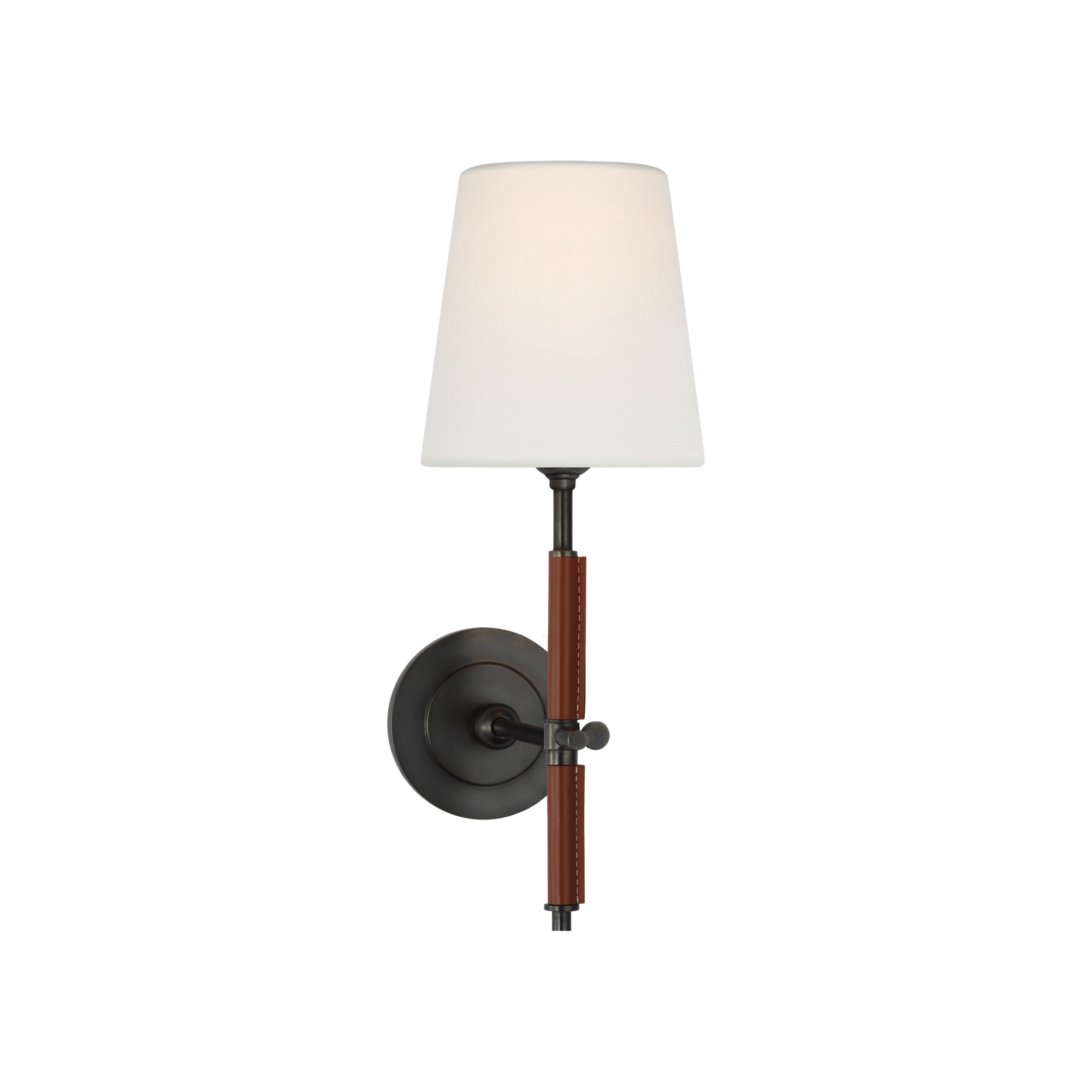 Bryant Wrapped Sconce (Bronze and Saddle leather) - Bloomingdales Lighting